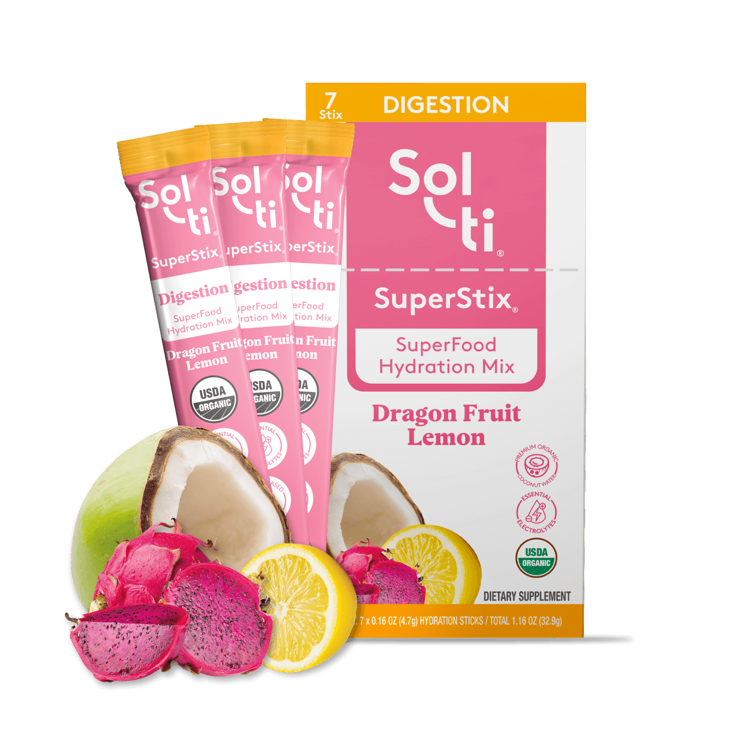 Dragon Fruit Lemon SuperStix® (DIGESTION + HYDRATION) 7ct – Sol-ti ...